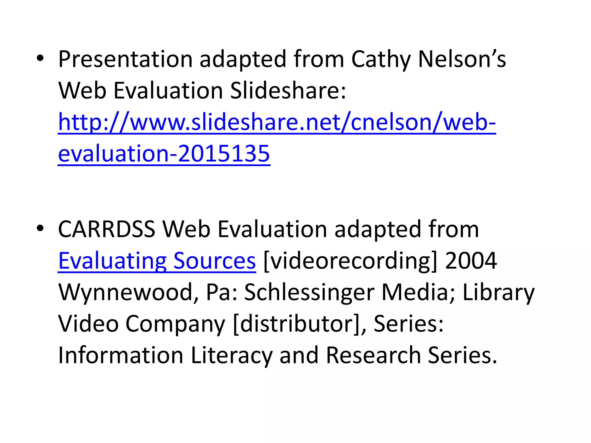 Evaluating Sources | PPTX