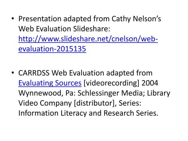 Evaluating Sources | PPT
