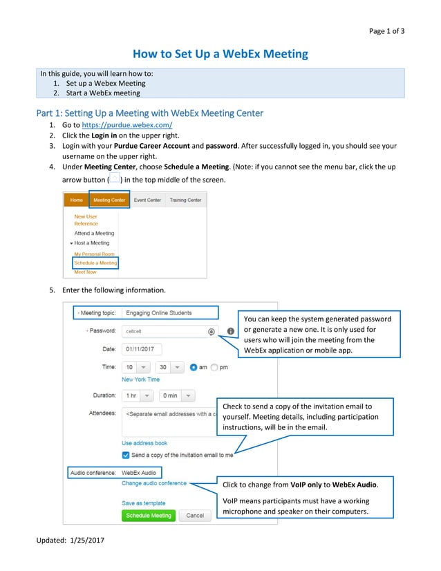 Webex meeting-setup | PDF | Web Conferencing | Computer Software and ...