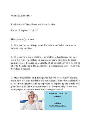 WEB EXERCISE 7Evaluation of Broadcast and Print MediaFocus | DOCX