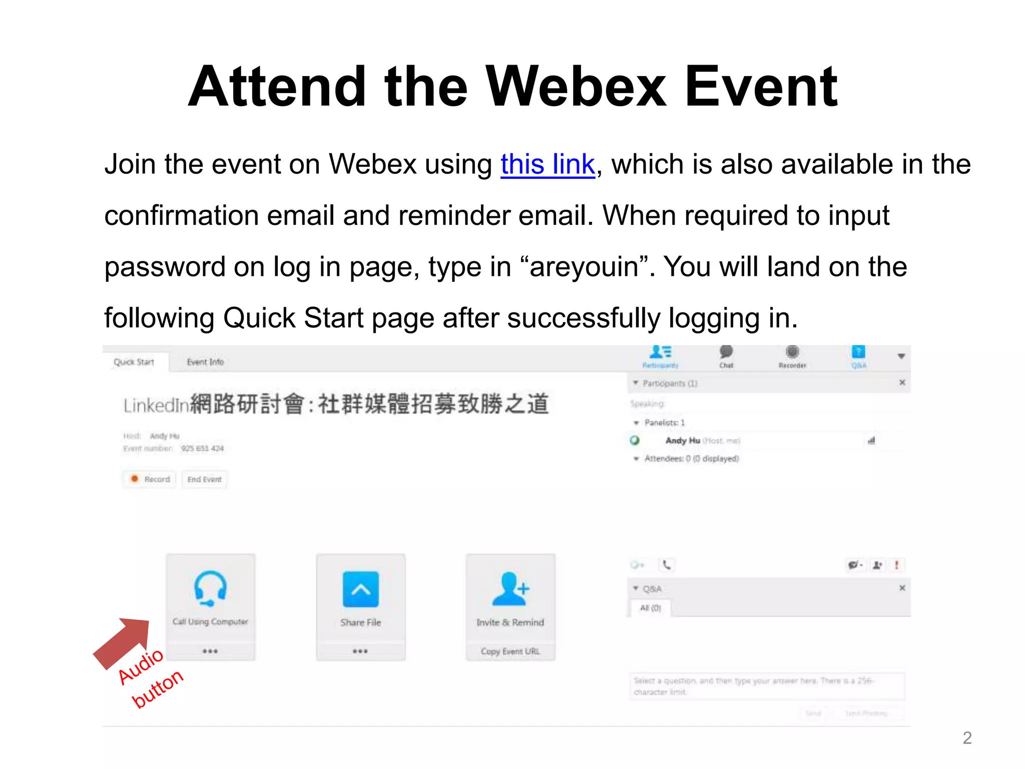 Webex event audio instructions tw webinar | PPT