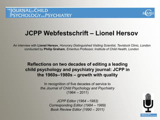 JCPP - Lionel Hersov | PPTX