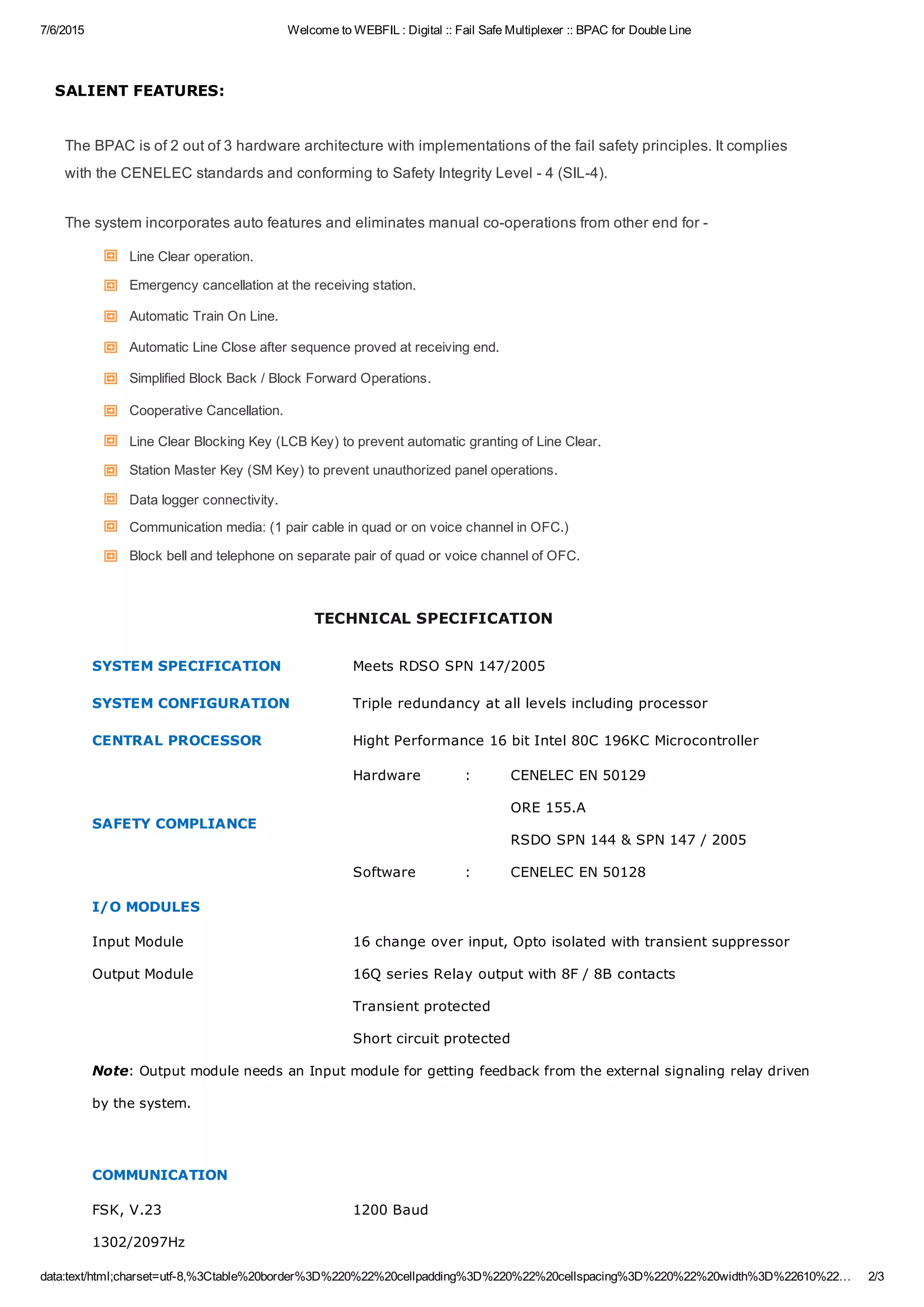 Webfil digital _ fail safe multiplexer __ bpac for double line | PDF