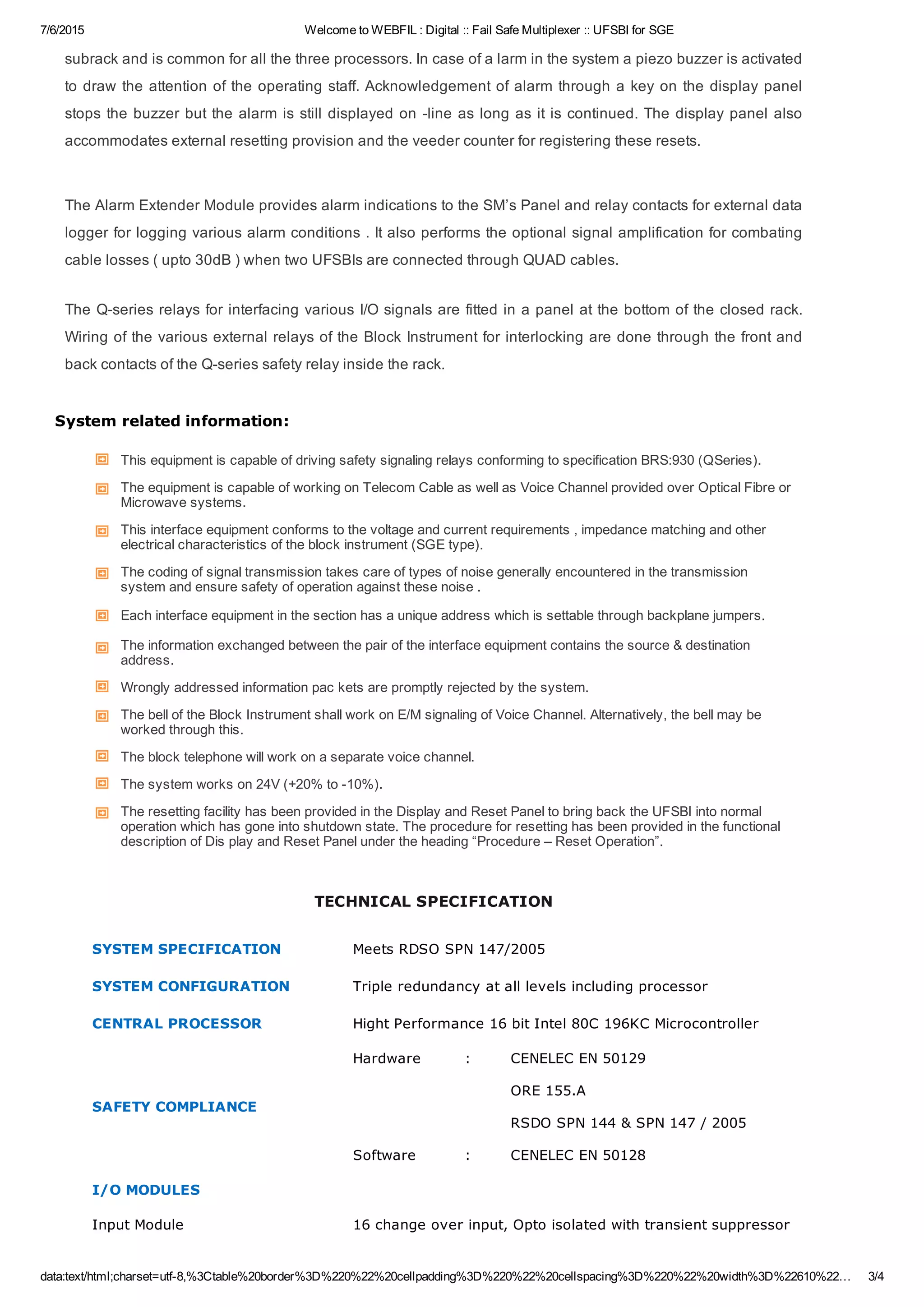 Webfil digital _ fail safe multiplexer __ ufsbi for sge | PDF