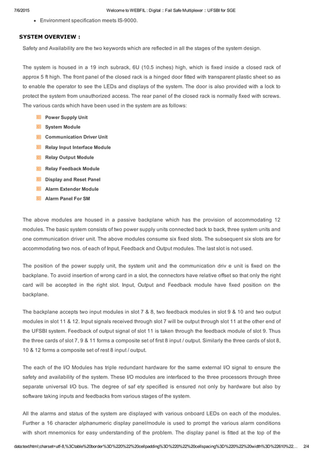 Webfil digital _ fail safe multiplexer __ ufsbi for sge | PDF