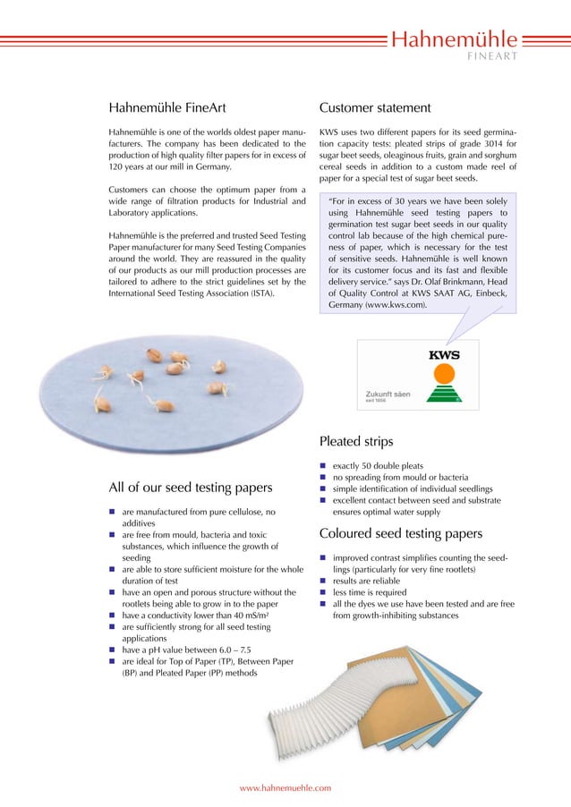 ENG: Germination perfection - Certified Germination Papers for Seed ...