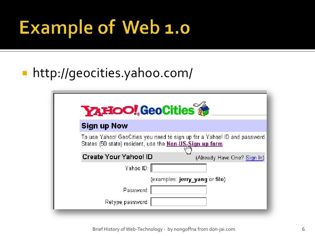 Example Of Web 1 0 Http geocities yahoo 