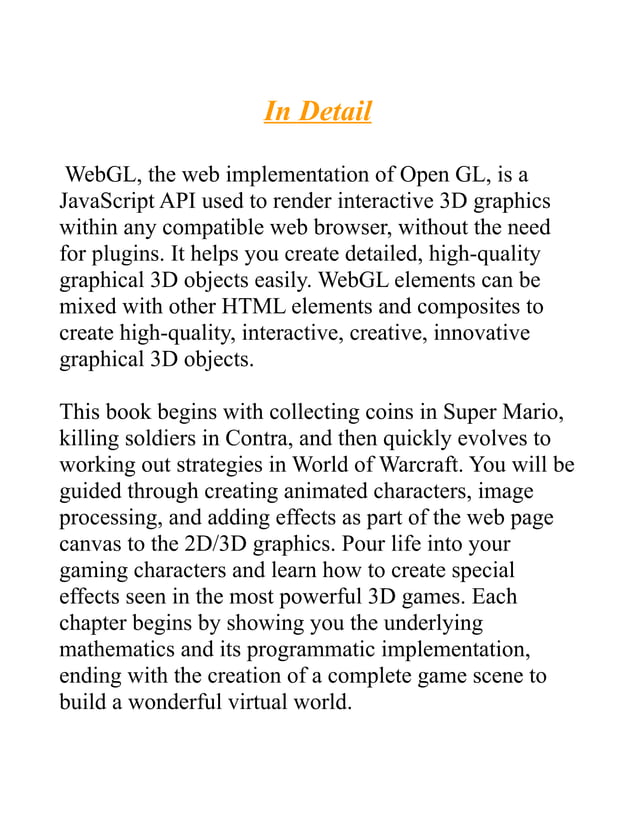 Webgl game development. | PDF