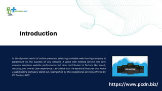 Understanding the Features of a Good Web Hosting Company | PPTX