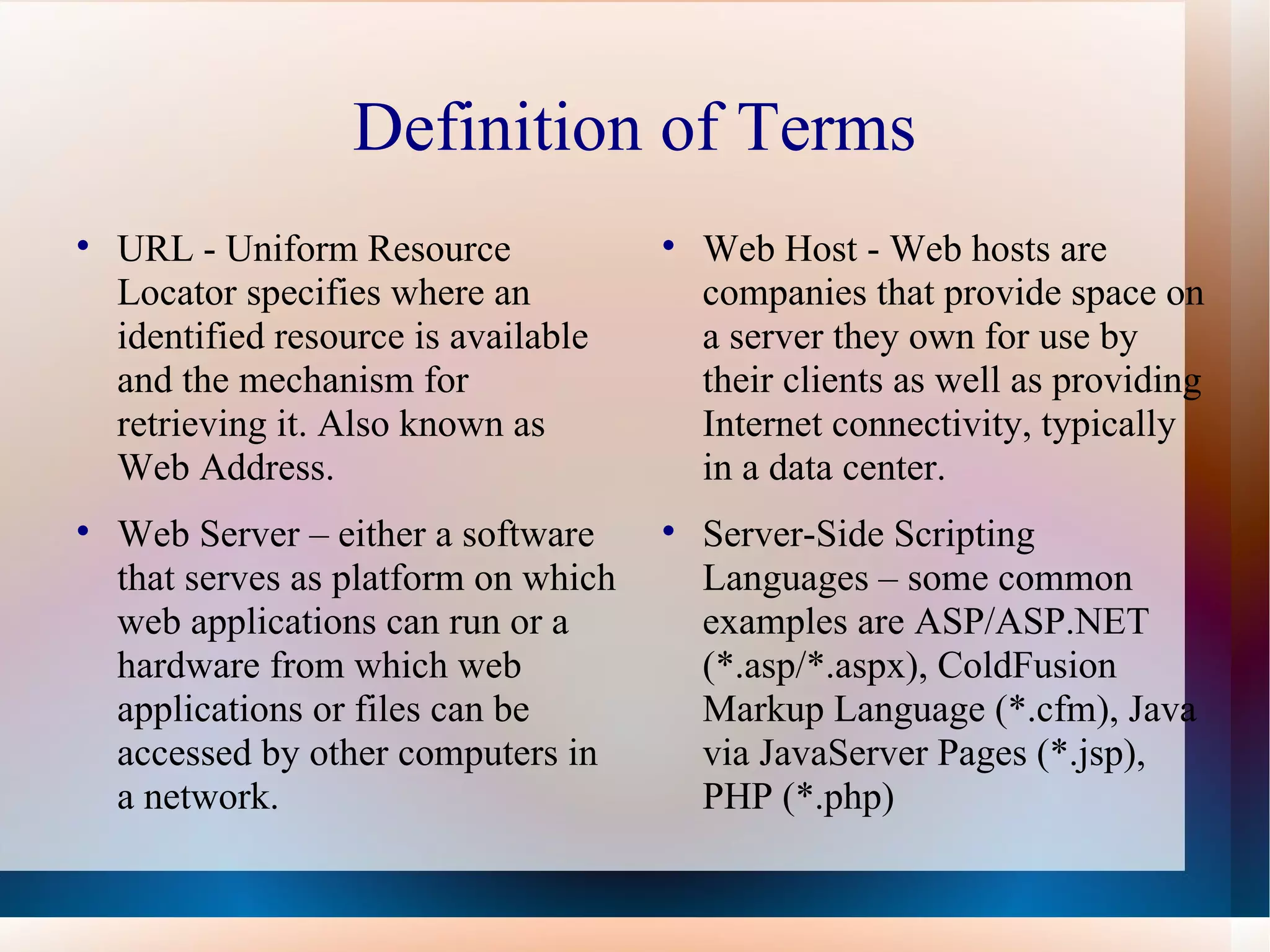 Basic Lecture on Domains and Webhosting | PPT