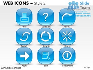 Web icons tools user undo design 5 powerpoint ppt slides. | PPT