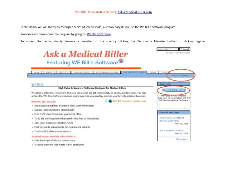 We bill demo instructions