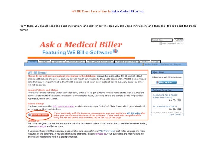 We bill demo instructions