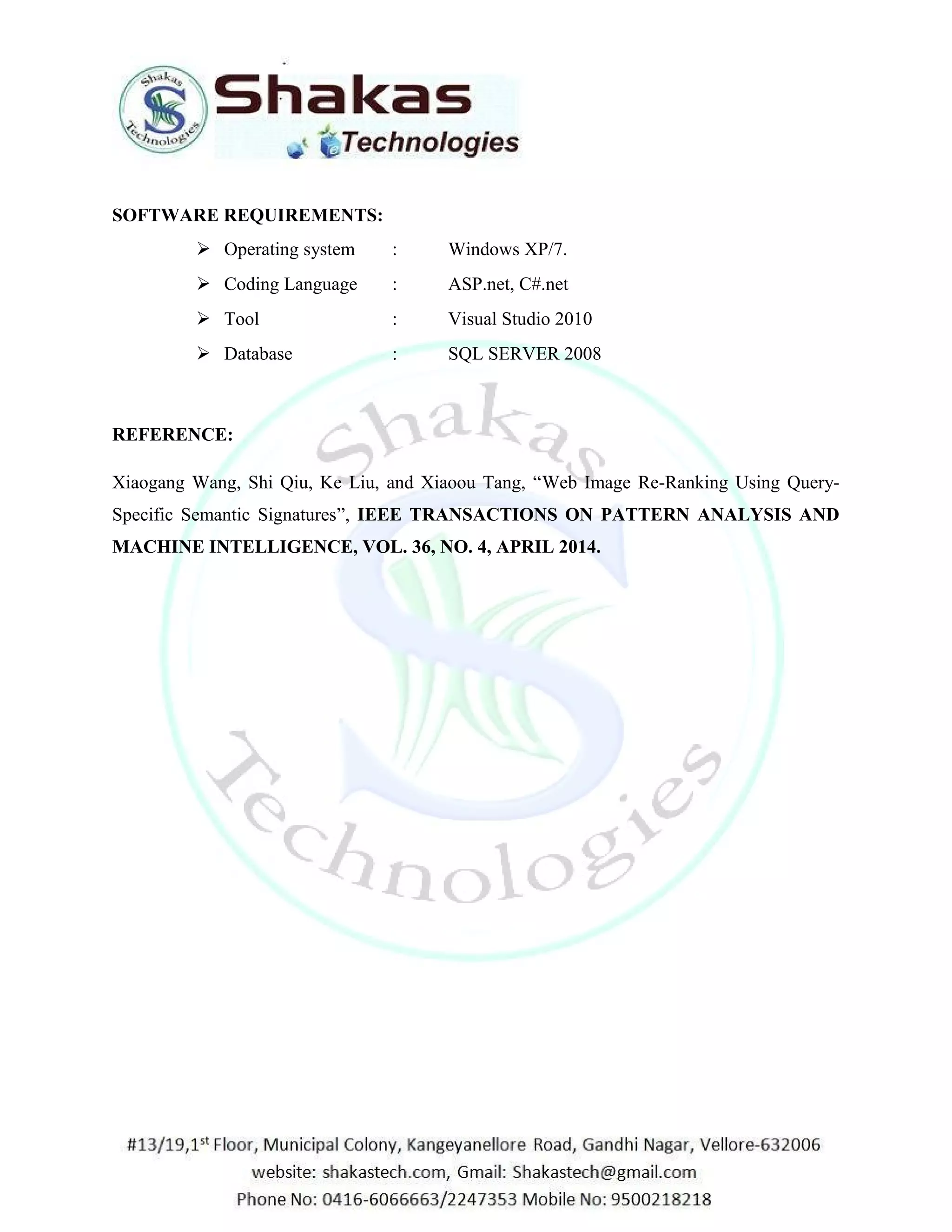 WEB IMAGE RE-RANKING USING QUERY-SPECIFIC SEMANTIC SIGNATURES | DOC | Web Design and HTML | Internet