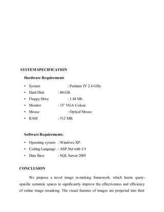IEEE 2014 JAVA DATA MINING PROJECTS Web image re ranking using query-specific semantic ...