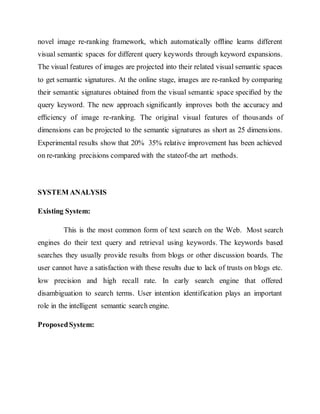 IEEE 2014 DOTNET CLOUD COMPUTING PROJECTS Web image re ranking using query-specific semantic ...