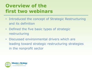 Introduction to Nonprofit Strategic Restructuring Part 3: The ...