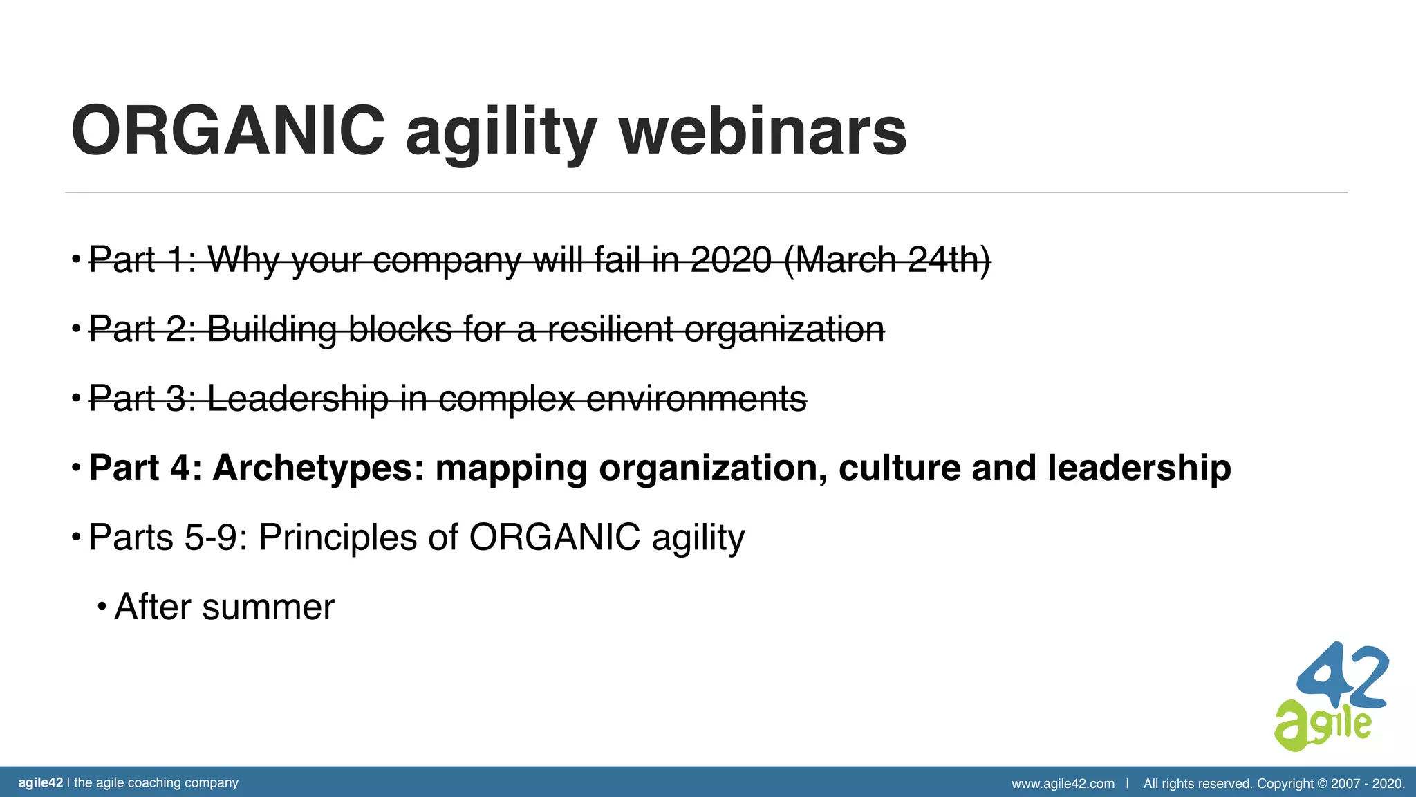 ORGANIC agility webinar - Archetypes: mapping organization, culture and leadership | PDF