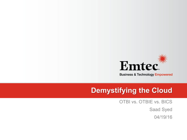 Demystifying the Cloud - BI Cloud Webinar | PPT