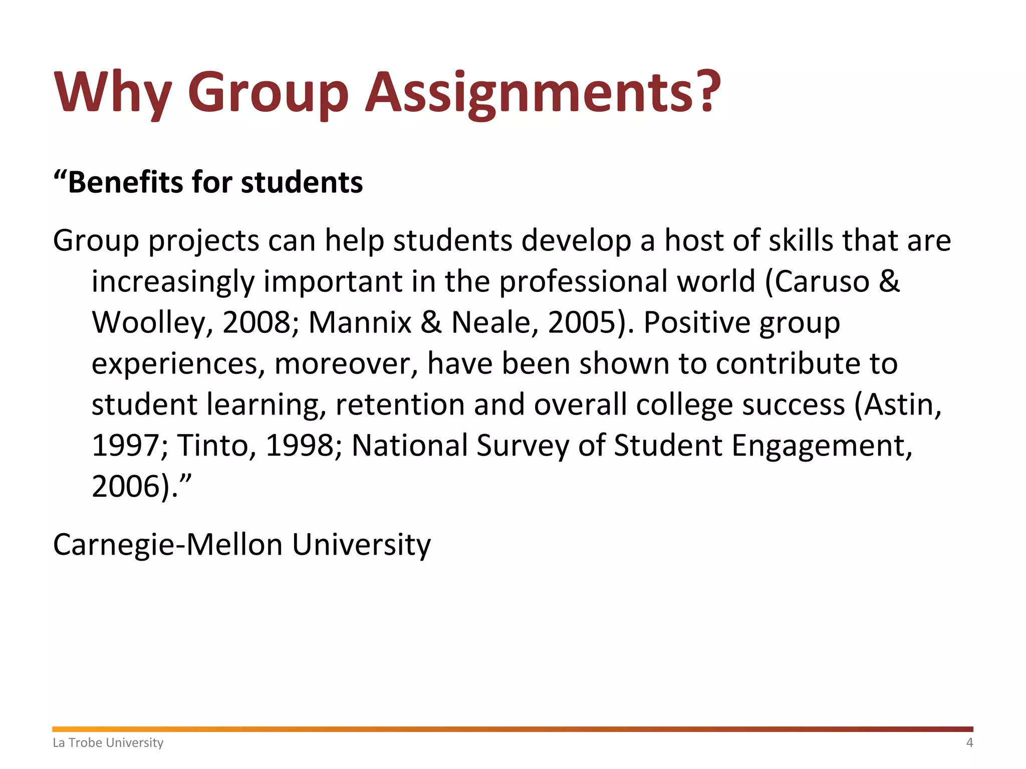 Group assignments: Improving the experience for students and teachers | PPT
