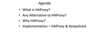 HA Deployment Architecture with HAProxy and Keepalived | PDF
