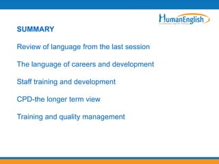 English for HR Managers: Language for Training and Continuous ...