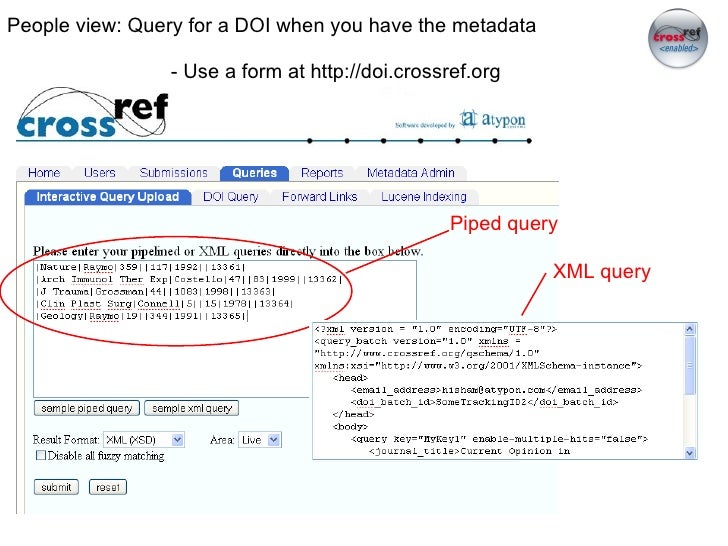 CrossRef How-to: A Technical Introduction to the Basics of CrossRef,