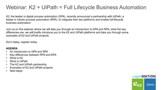 rapidMATION Webinar: K2 + UiPath = Full Lifecycle Business Automation | PPTX