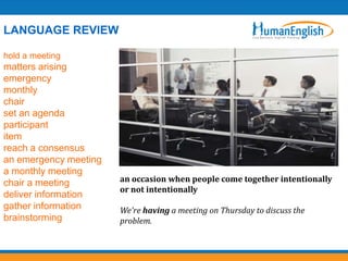 English for Meetings: Meeting Procedures | PPTX