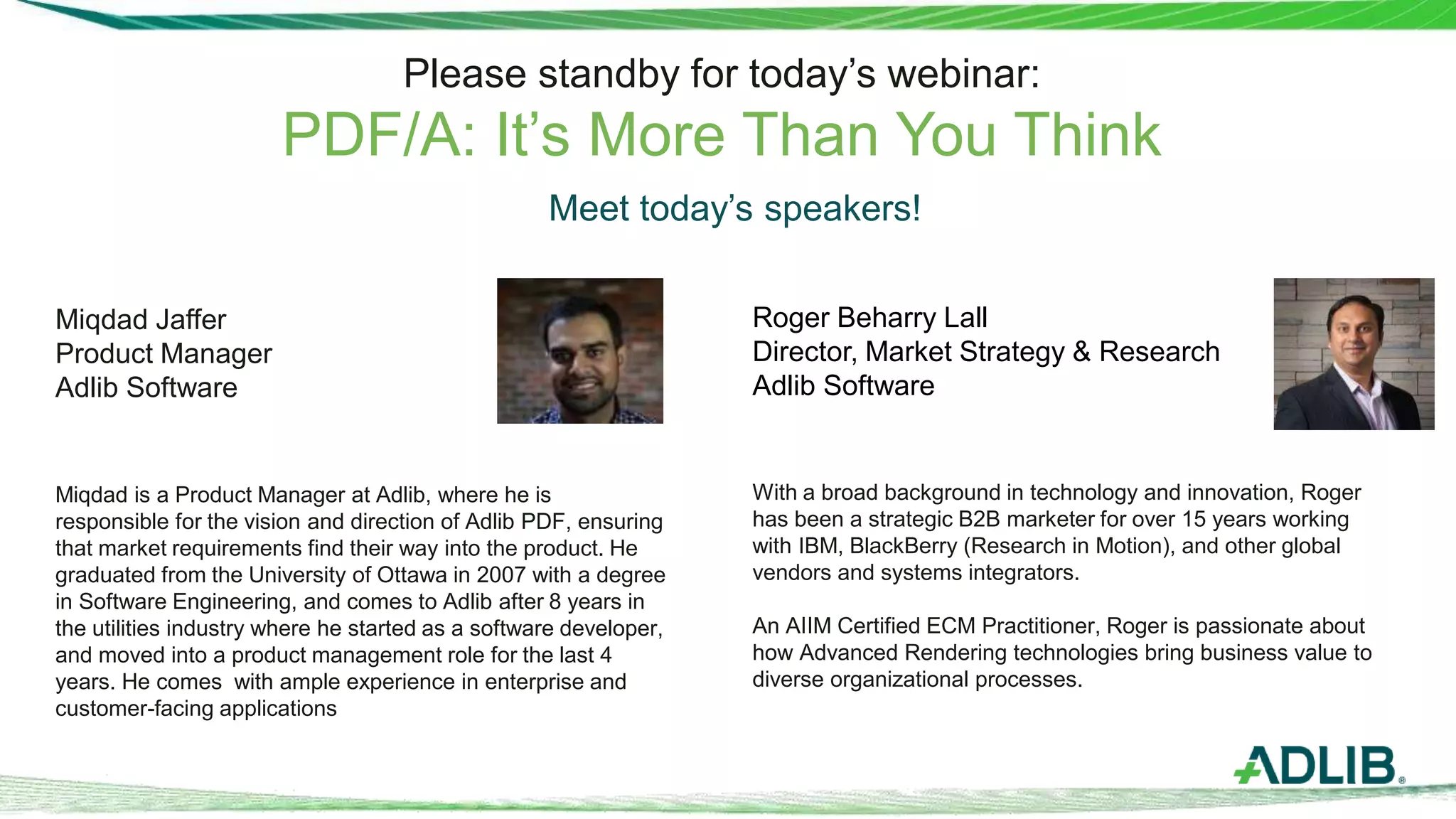 WEBINAR PRESENTATION: PDFA - its more than you think | PPT