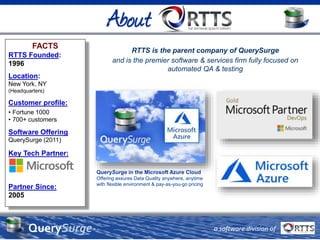 Webinar - QuerySurge and Azure DevOps in the Azure Cloud | PPT