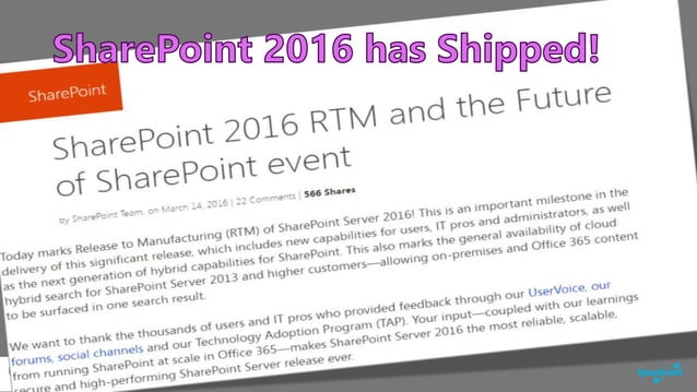 SharePoint 2016 Why Upgrade: Top 10 Compelling Features | PPT