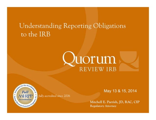 Understanding Reporting Obligatins to the IRB | PDF | Pharmaceutical Industry | Industries