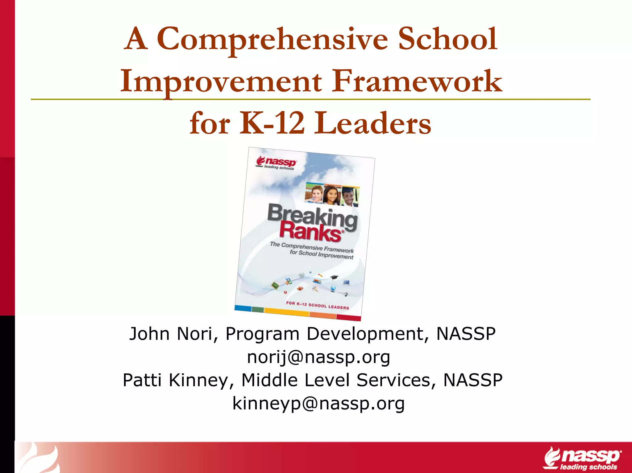 Breaking Ranks: A Comprehensive School Improvement Framework for K-12 ...