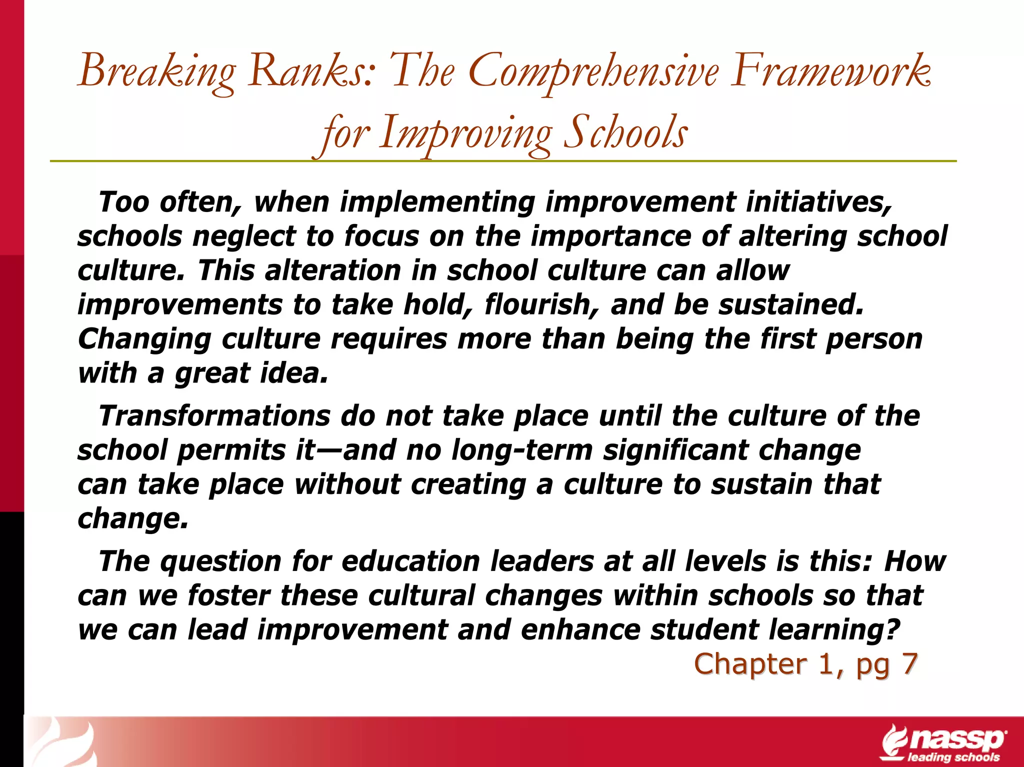 Breaking Ranks: A Comprehensive School Improvement Framework for K-12 ...