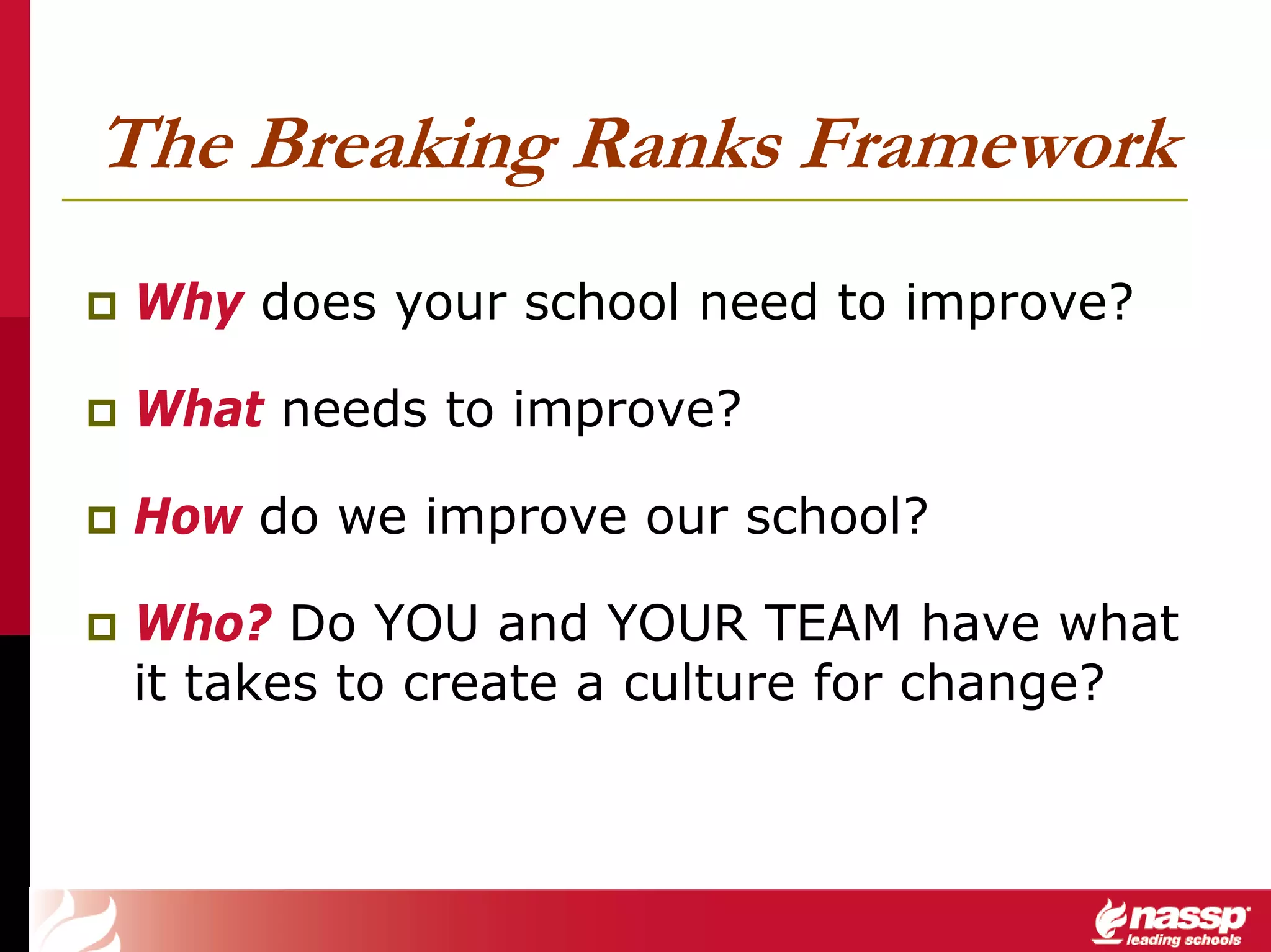 Breaking Ranks: A Comprehensive School Improvement Framework for K-12 Leaders | PDF