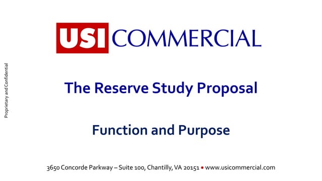 The Reserve Study Proposal - Function and Purpose | PPT