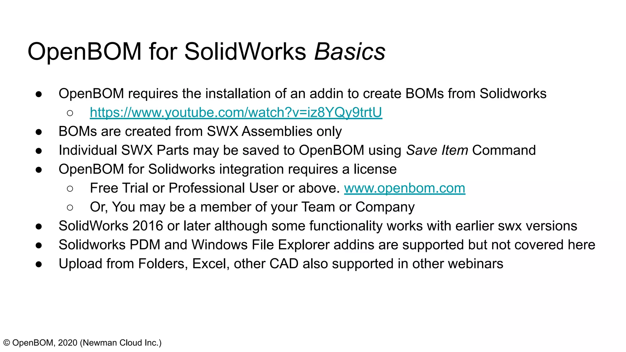 OpenBOM Webinar #24 - Mastering Solidworks BOMs | PDF