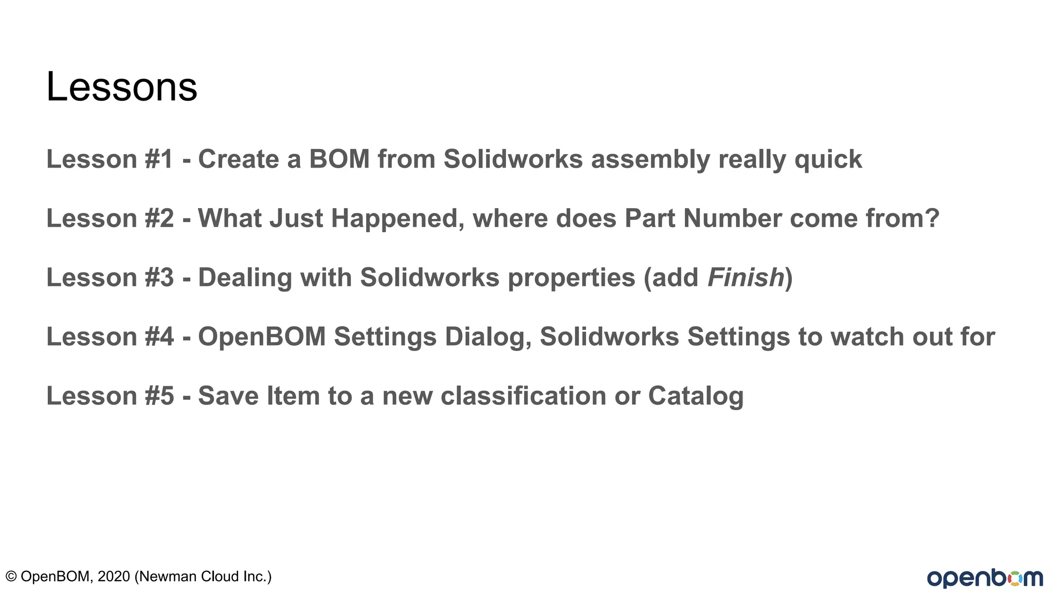 OpenBOM Webinar #24 - Mastering Solidworks BOMs | PDF