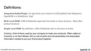 OpenBOM Webinar #24 - Mastering Solidworks BOMs | PDF