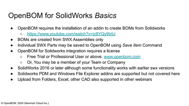 Webinar #25 - OpenBOM and Solidworks Best Practices, Part Two | PPT