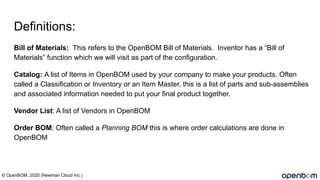 Webinar #28 - OpenBOM for Autodesk Inventor | PPT