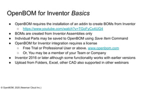 Webinar #28 - OpenBOM for Autodesk Inventor | PPT
