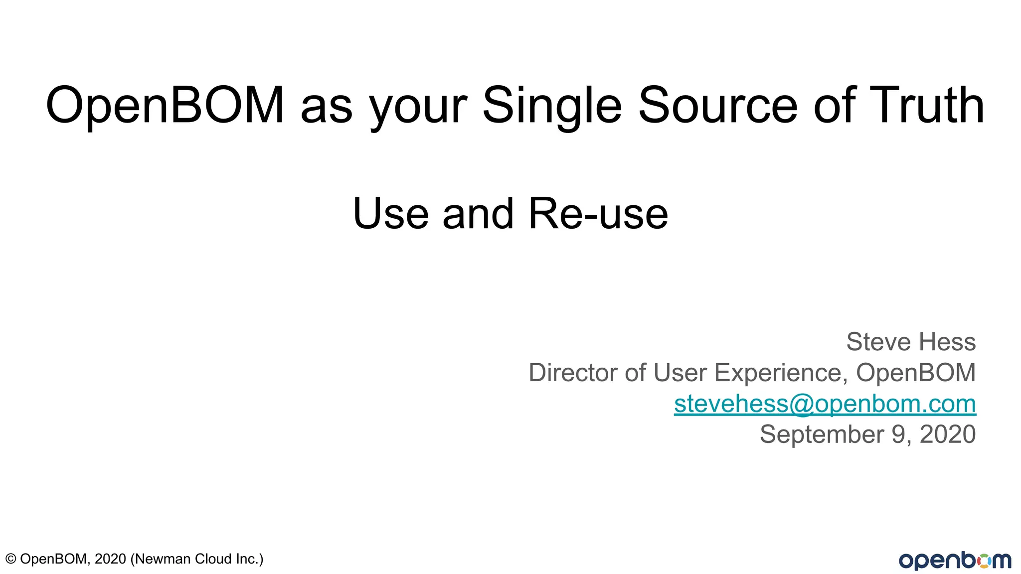Webinar #29 - OpenBOM Basics: A Single Source Of Truth | PPT
