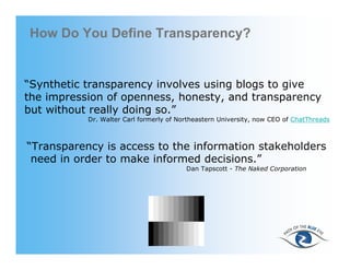 Casual Conversation Webinar 3: Transparency | PPT