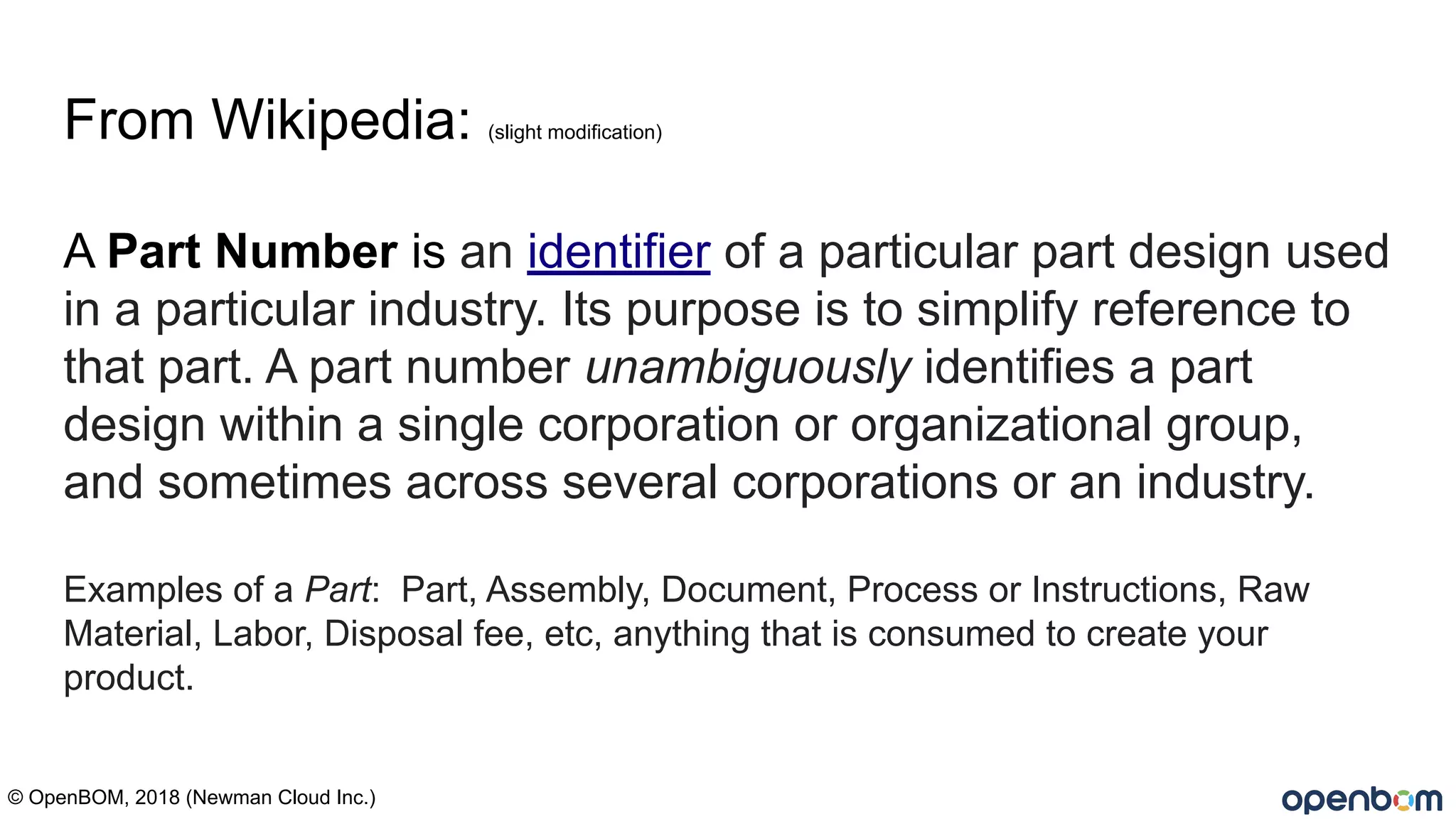BOM Management Webinar: Part Numbers - Intelligent or Just Numbers? | PDF