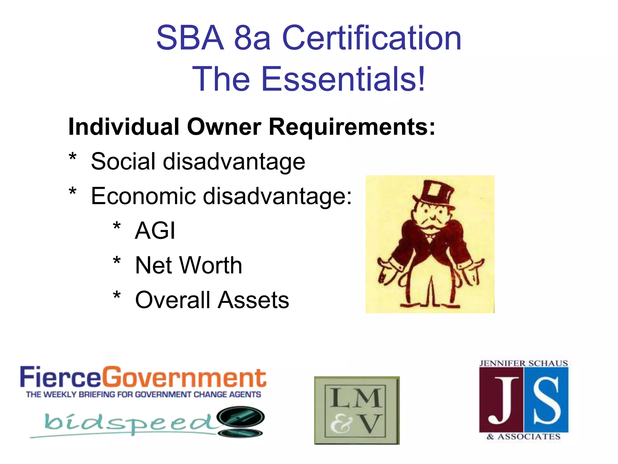 FED GOV CON - SBA 8a Small Business Certification | PPT