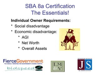 FED GOV CON - SBA 8a Small Business Certification | PPT