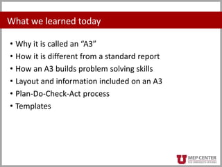 How to do an A3 Report | PPTX