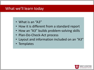 How to do an A3 Report | PPTX